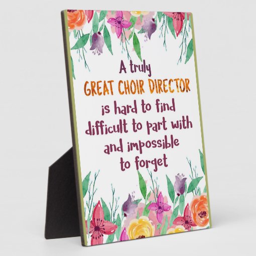 Choir Director Chorus teacher Appreciation Gift Plaque | Zazzle