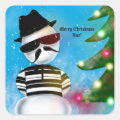 Cholo Snowman Foo Christmas Tree Lights Snow Square Sticker | Zazzle