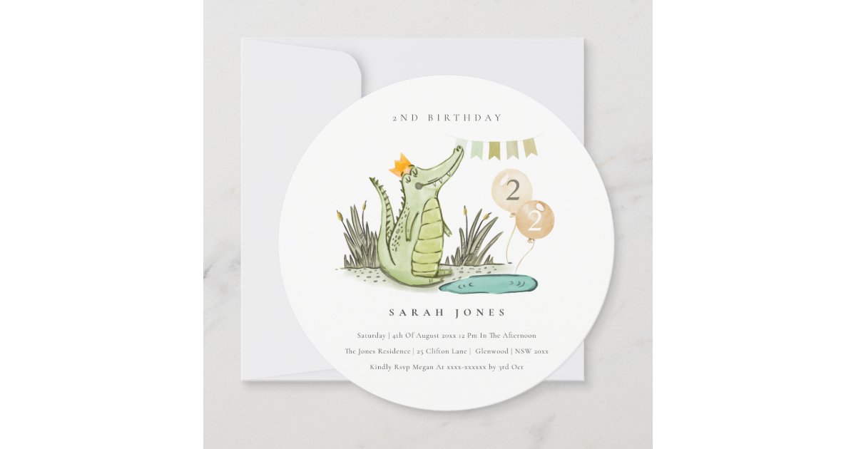 Chomp Alligator in Swamp Any Age Birthday Invite | Zazzle