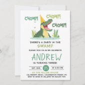 Chomp Chomp Party in the Swamp Alligator Birthday Invitation | Zazzle
