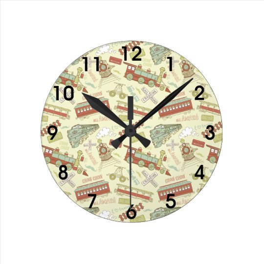 Choo Choo Antique Trains Round Clock | Zazzle.com