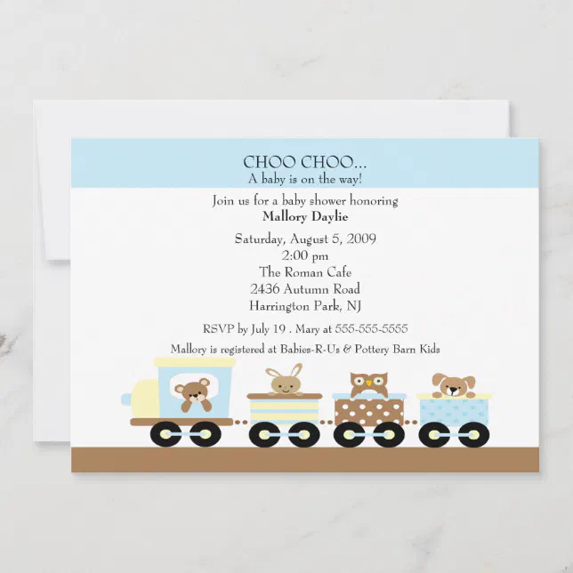 Choo Choo Baby Train Boy Baby Shower Invitation | Zazzle