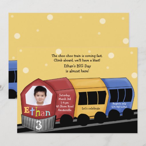 Choo Choo Express - Photo Birthday Party Invitati Invitation | Zazzle