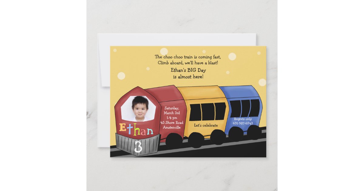 Choo Choo Express - Photo Birthday Party Invitati Invitation | Zazzle