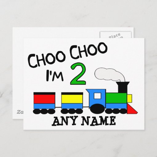 Choo Choo I'm 2! With TRAIN Postcard | Zazzle