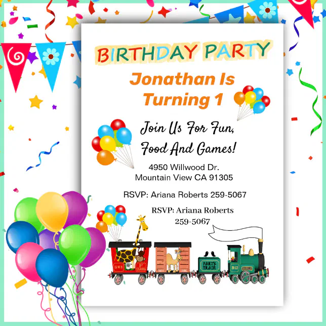 Choo Choo Train 1st Birthday Invitation | Zazzle