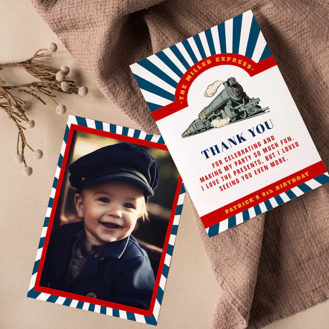 Choo choo Train Birthday Thank You Card | Zazzle