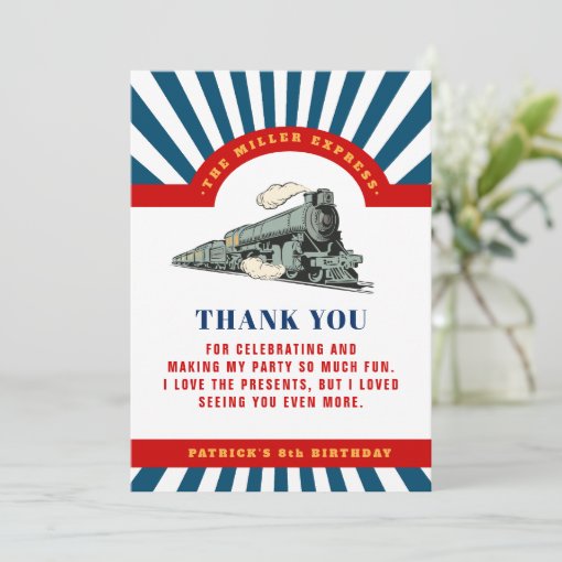 Choo choo Train Birthday Thank You Card | Zazzle