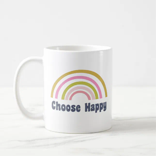 Choose Happy Cute Retro Rainbow Inspirational Coffee Mug | Zazzle