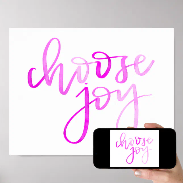 Choose Joy Modern Calligraphy 11" x 8.5" Print | Zazzle