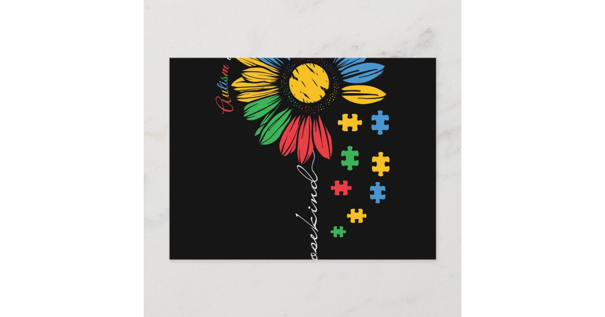 Choose Kind Autism awareness Sunflower Announcement Postcard | Zazzle