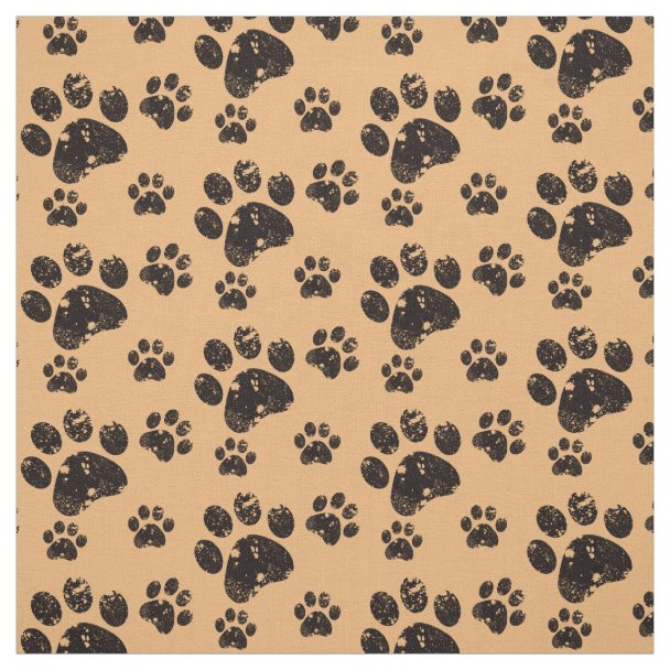 Choose your background color Paw print fabric | Zazzle