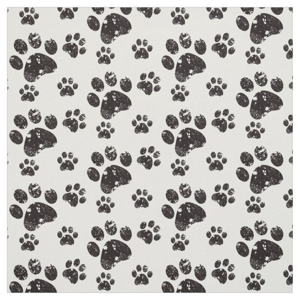 Orange Paw Print Pattern Fabric | Zazzle