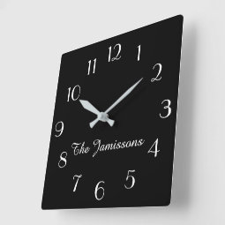CHOOSE YOUR COLOR, Minimalist Personalized Square Wall Clock | Zazzle