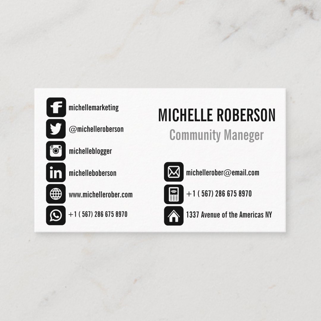 Choose your social icons business card | Zazzle