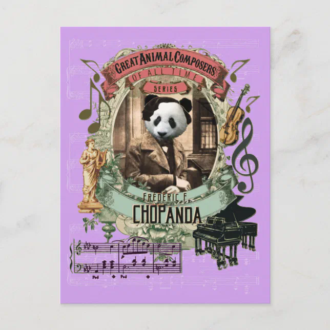 Chopanda Funny Panda Great Animal Composer Chopin Postcard | Zazzle
