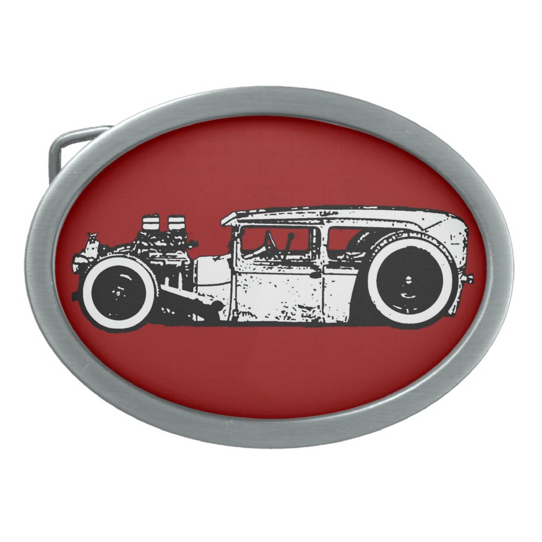 Chopped Hot Rod/Rat Rod Silouette Belt Buckle | Zazzle
