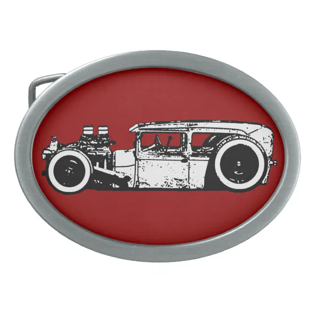 Chopped Hot Rod/Rat Rod Silouette Belt Buckle | Zazzle