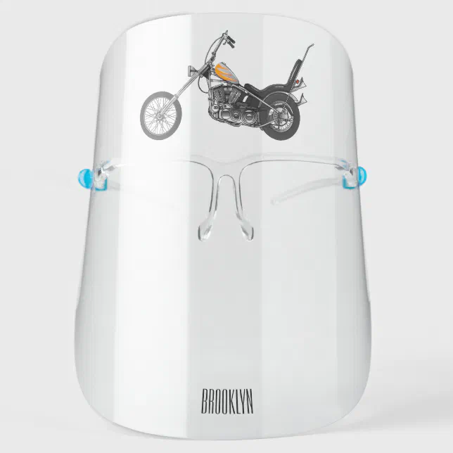 Chopper Motorcycle 1950 cartoon illustration Face Shield | Zazzle