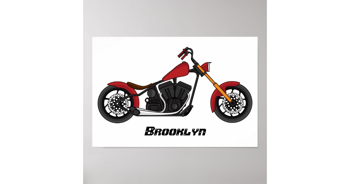 Chopper style motorcycle illustration poster | Zazzle