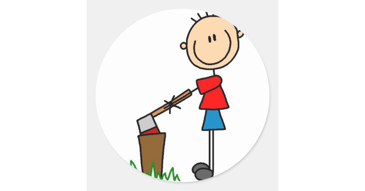 Chopping Wood Sticker | Zazzle