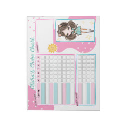 Chore Chart Reward Chart for Daily Routine Girl Notepad | Zazzle