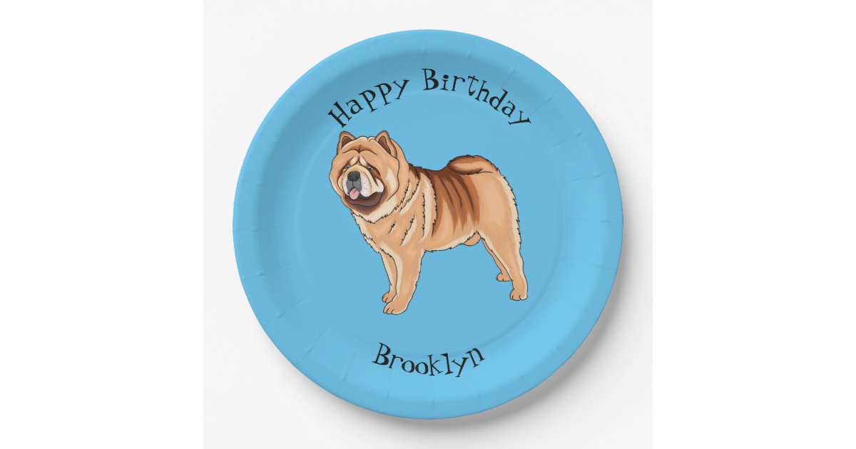 Chow Chow dog cartoon illustration Paper Plates | Zazzle