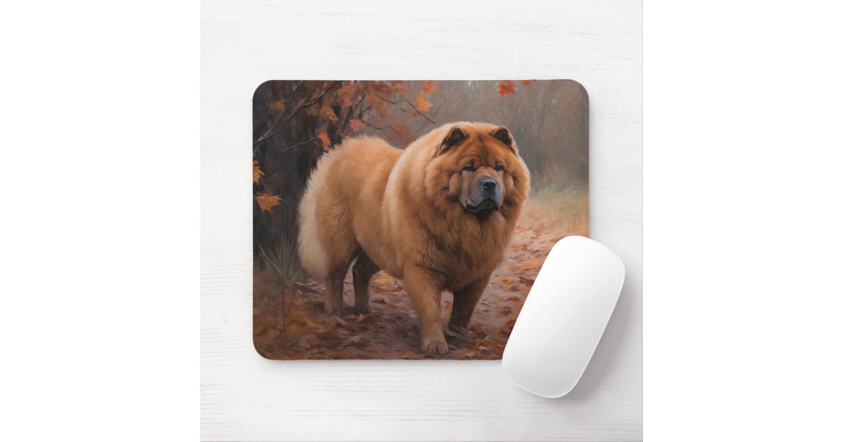 Chow Chow in Autumn Leaves Fall Inspire Mouse Pad | Zazzle