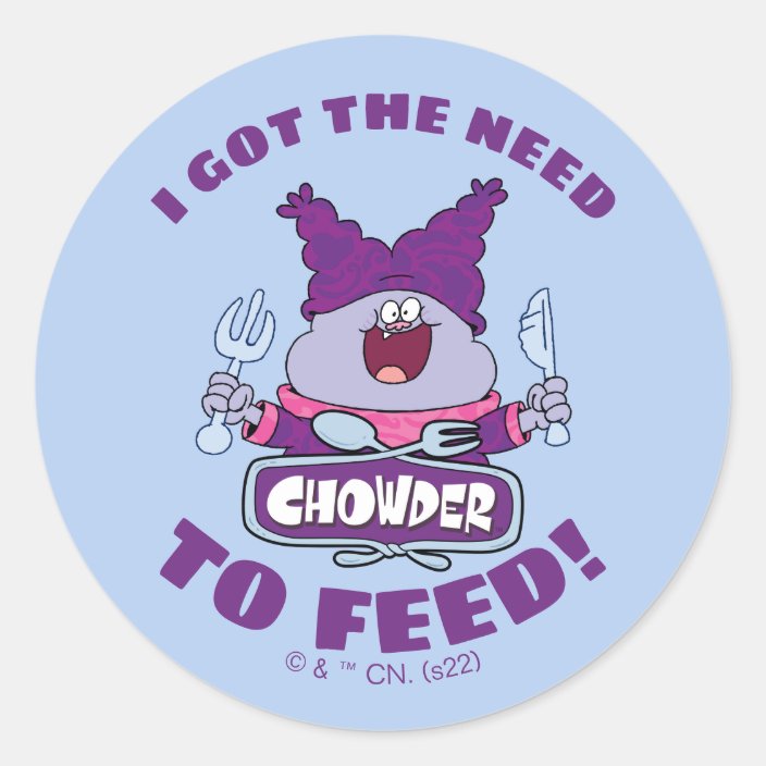 Chowder With Fork and Knife Classic Round Sticker | Zazzle.com