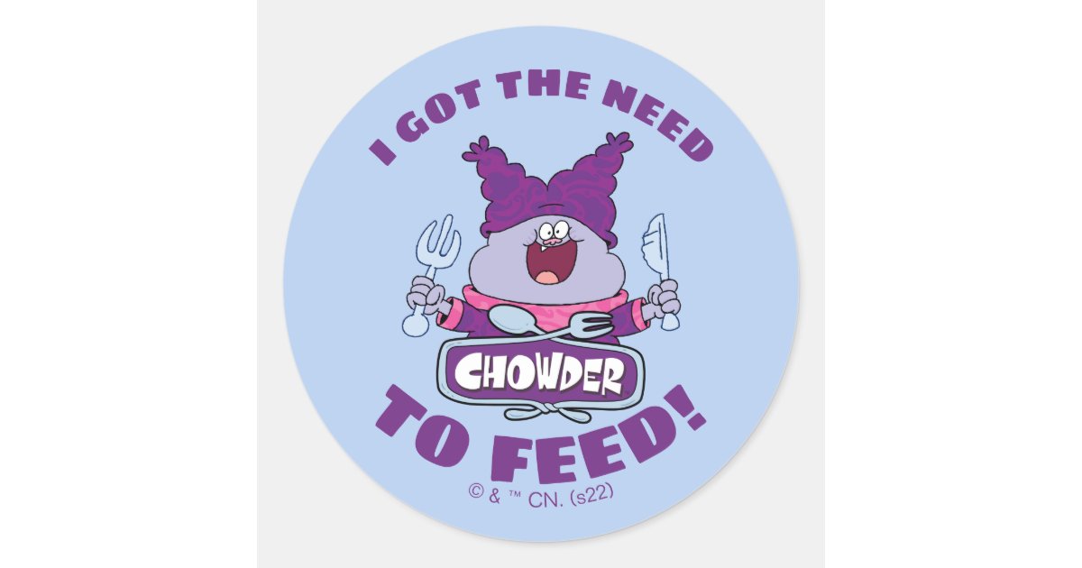 Chowder With Fork and Knife Classic Round Sticker | Zazzle