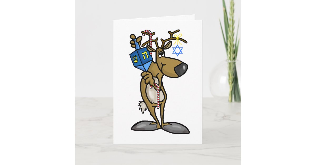 Chrismukkah Greeting Card with Jewish Reindeer | Zazzle