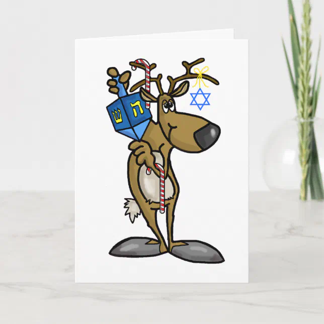 Chrismukkah Greeting Card with Jewish Reindeer | Zazzle