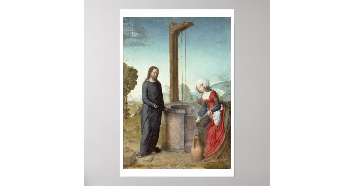 Christ and the Woman of Samaria, c.1500 (oil on pa Poster | Zazzle