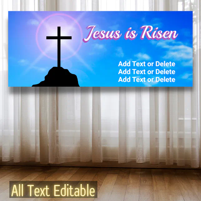 Christ Cross Jesus Is Risen Easter Church Worship Banner | Zazzle