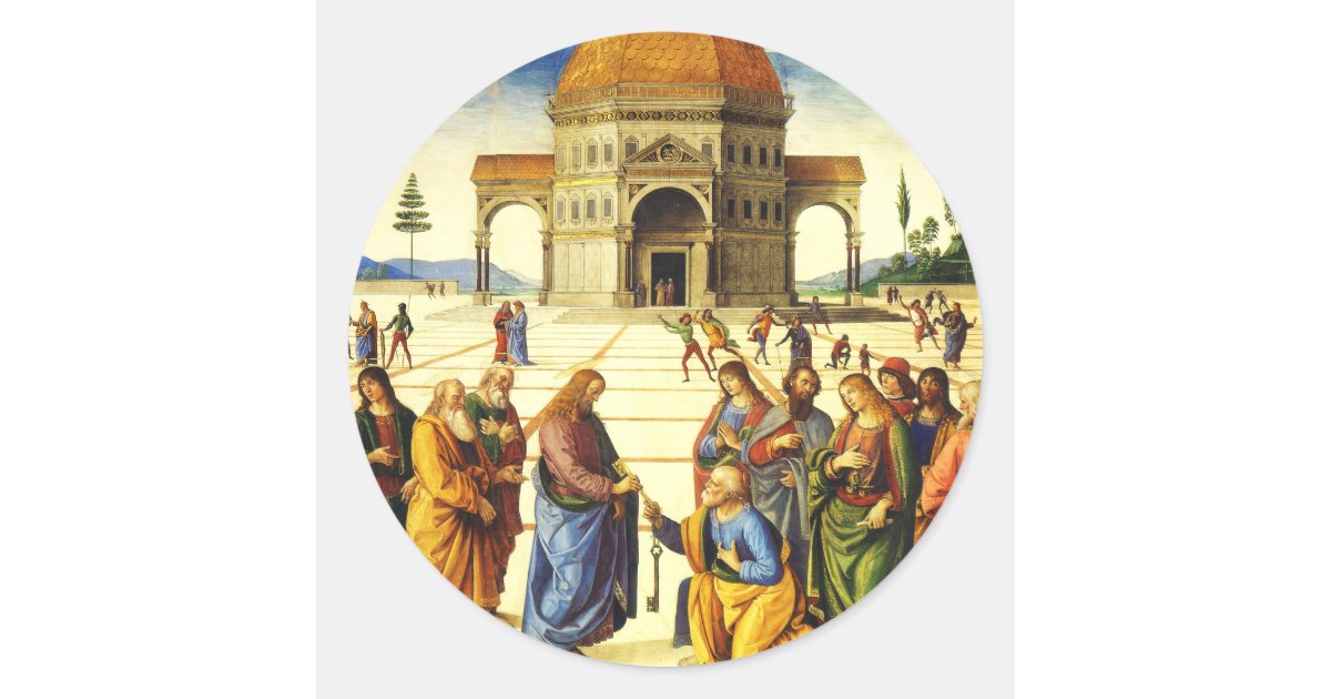 Christ Giving the Keys to Saint Peter Classic Round Sticker | Zazzle