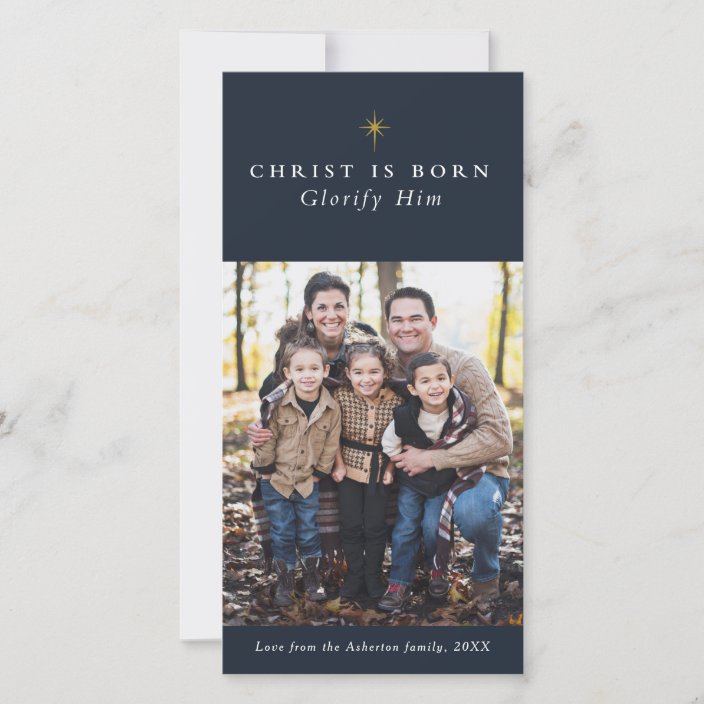 Christ is born religious Christmas photo card | Zazzle.com