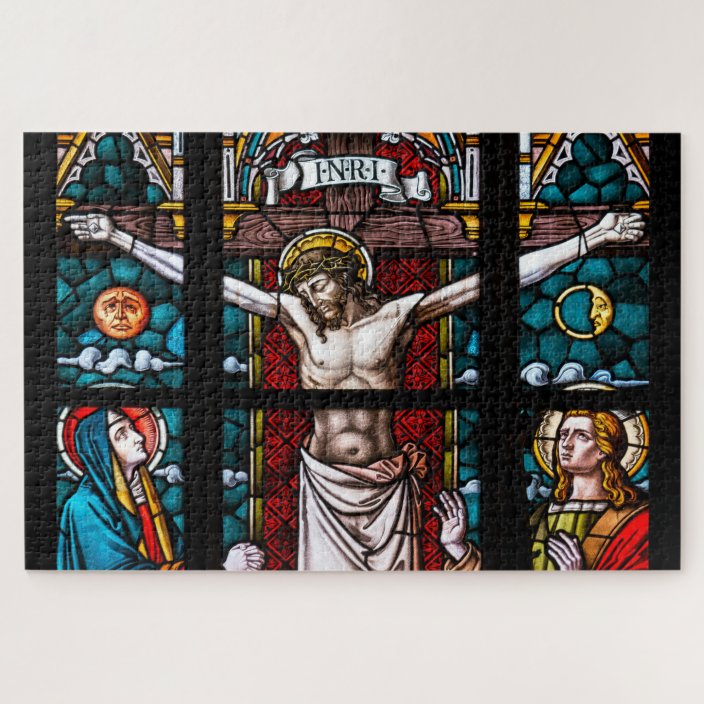 Christ on the Cross Stained Glass Jigsaw Puzzle | Zazzle.com