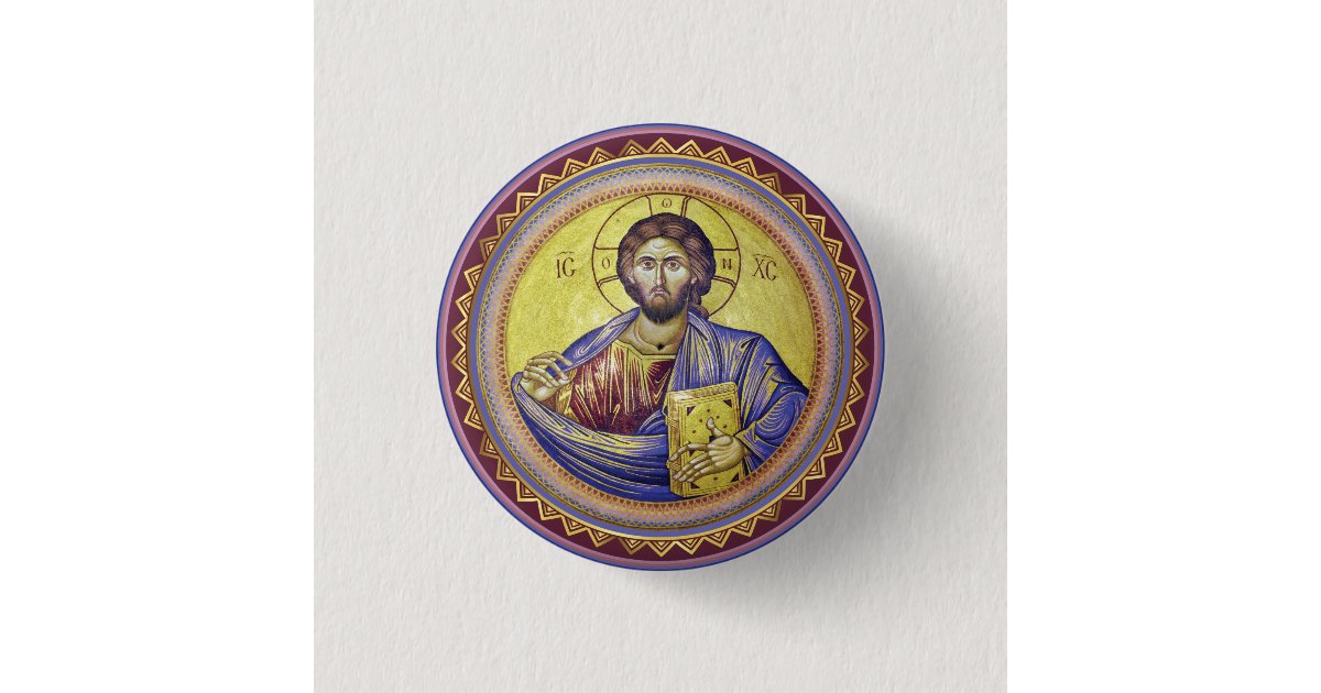 Christ Pantocrator Orthodox Icon Button | Zazzle