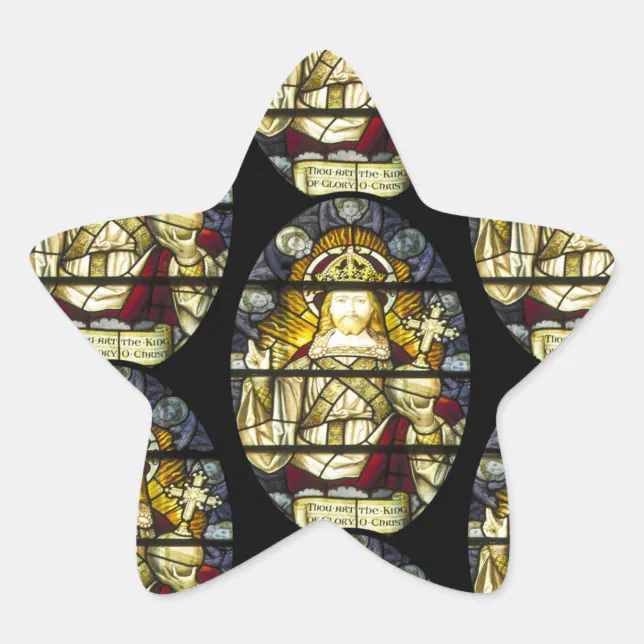Christ the King Stained Glass Religious Star Sticker | Zazzle