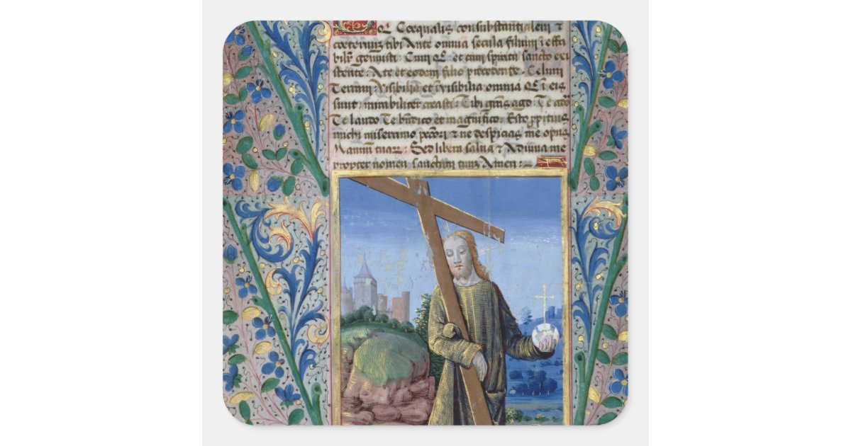 Christ with the Cross and the orb Square Sticker | Zazzle
