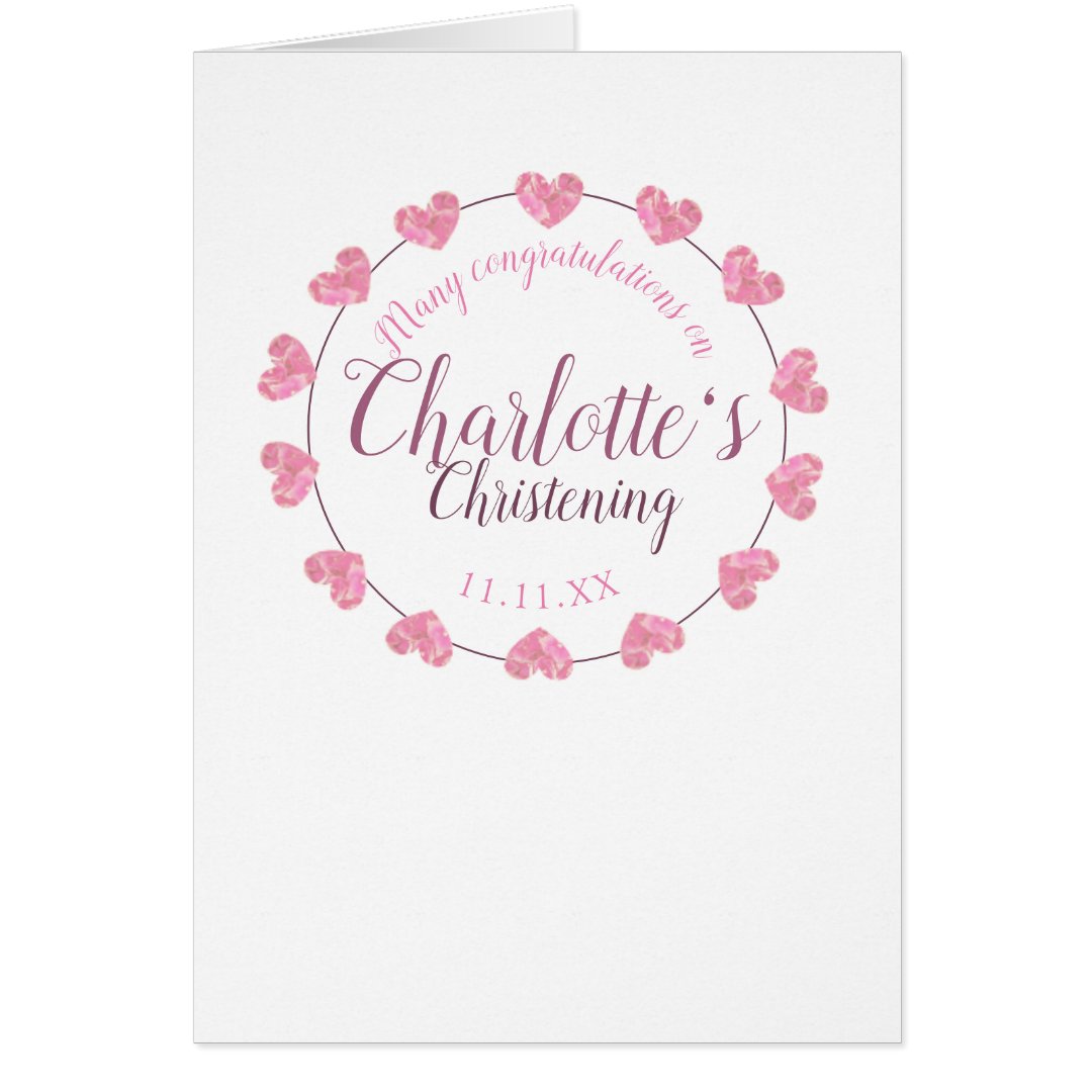 Christening baby girl congratulations card | Zazzle