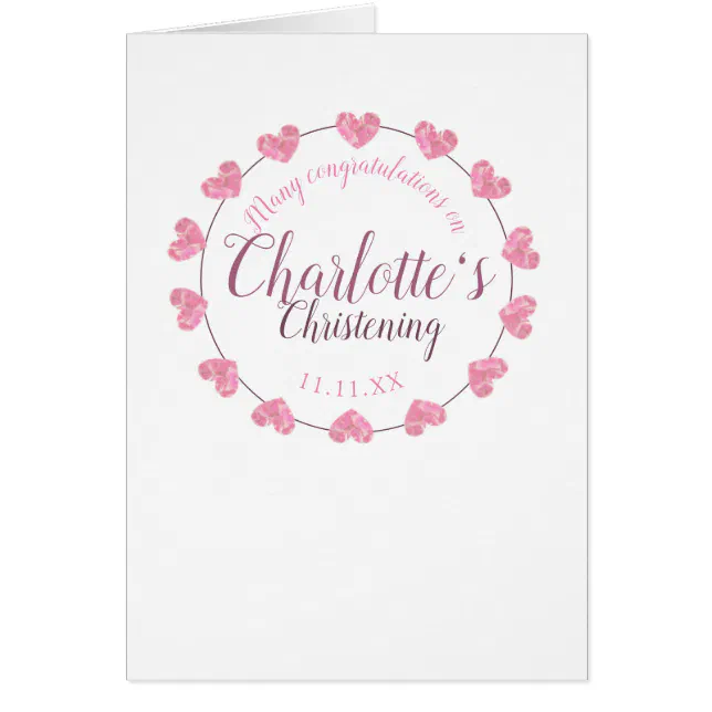 Christening baby girl congratulations card | Zazzle
