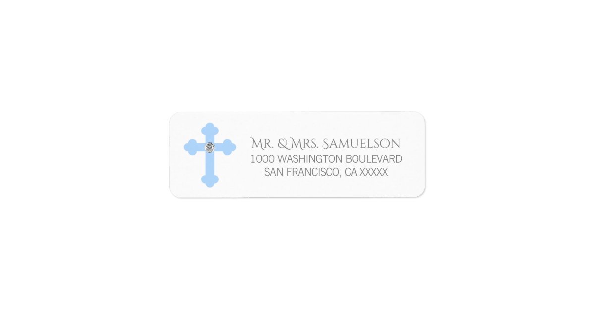Christening / Baptism / Communion Blue Cross BOY Label | Zazzle
