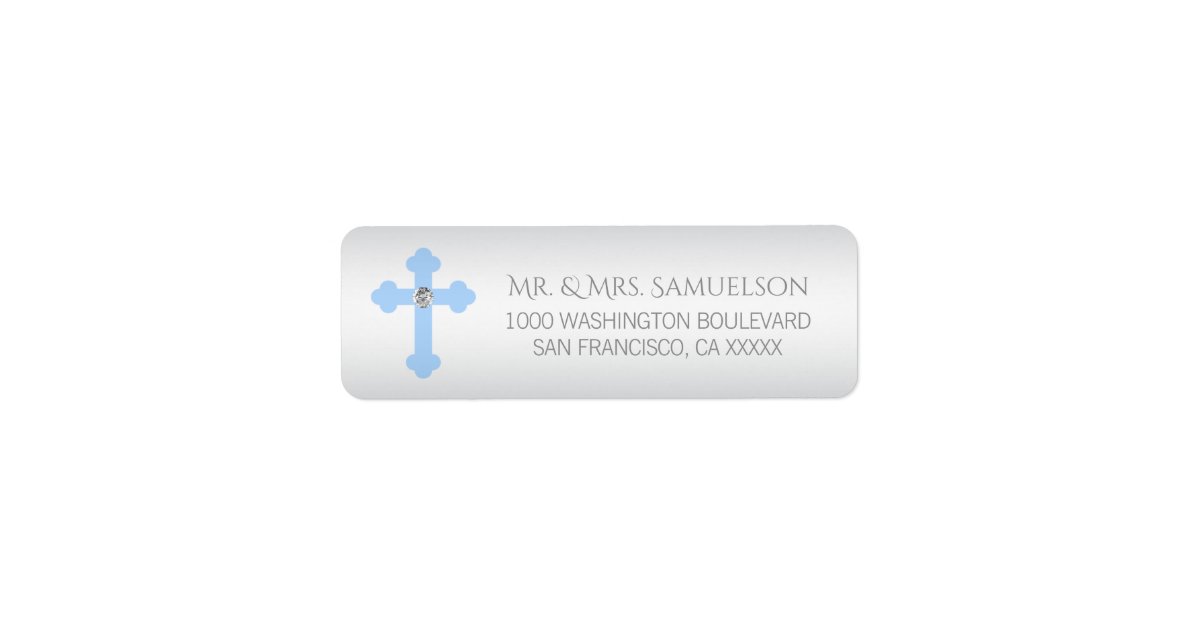 Christening / Baptism / Communion Blue Cross BOY Label | Zazzle