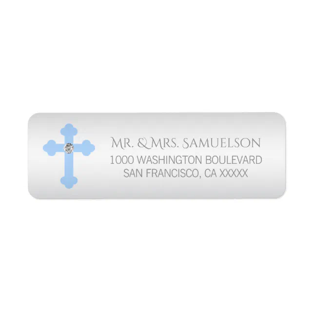 Christening / Baptism / Communion Blue Cross BOY Label | Zazzle