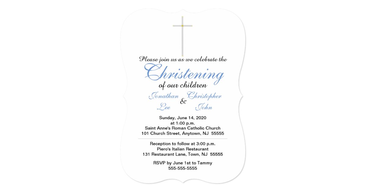 Christening Blue Twins Invitations | Zazzle.com