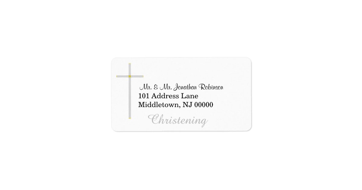 Christening Silver Cross Address Labels | Zazzle