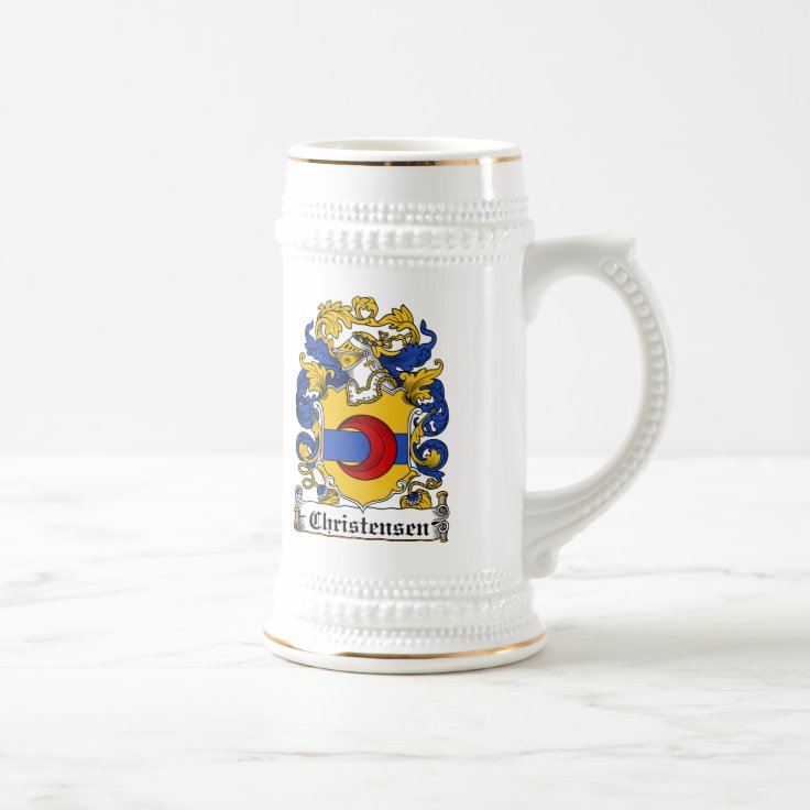 Christensen Family Crest Beer Stein | Zazzle