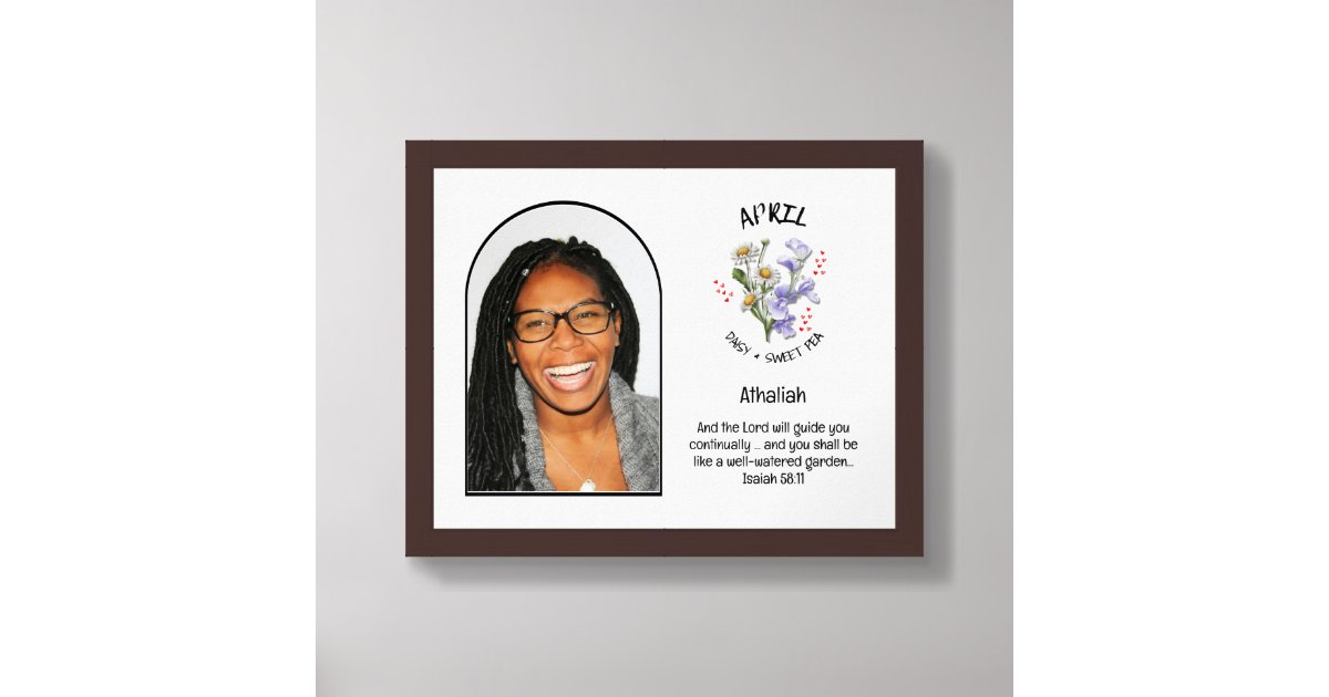 Christian APRIL Birth Month Flower NAME PHOTO Framed Art | Zazzle