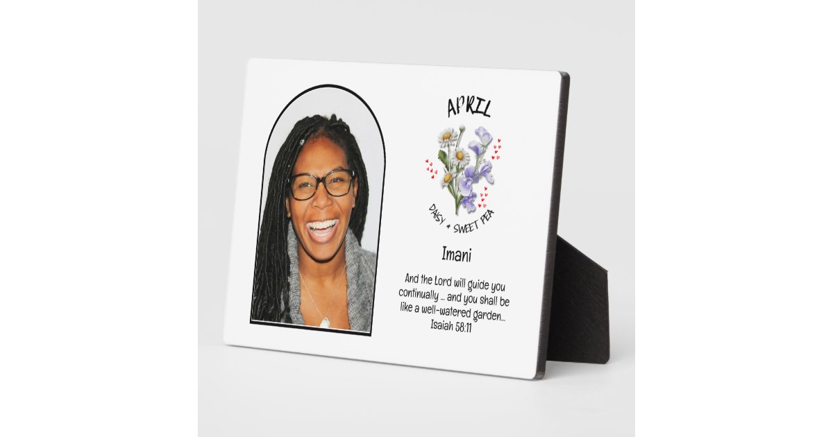 Christian APRIL Birth Month Flower NAME PHOTO Plaque | Zazzle